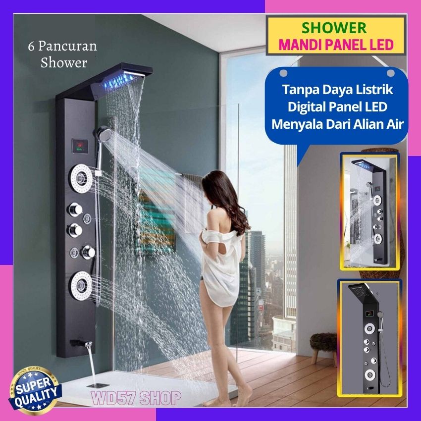Jual Shower Kamar Mandi Satu Set Kran Hitam Black Stainless Panel Led ...