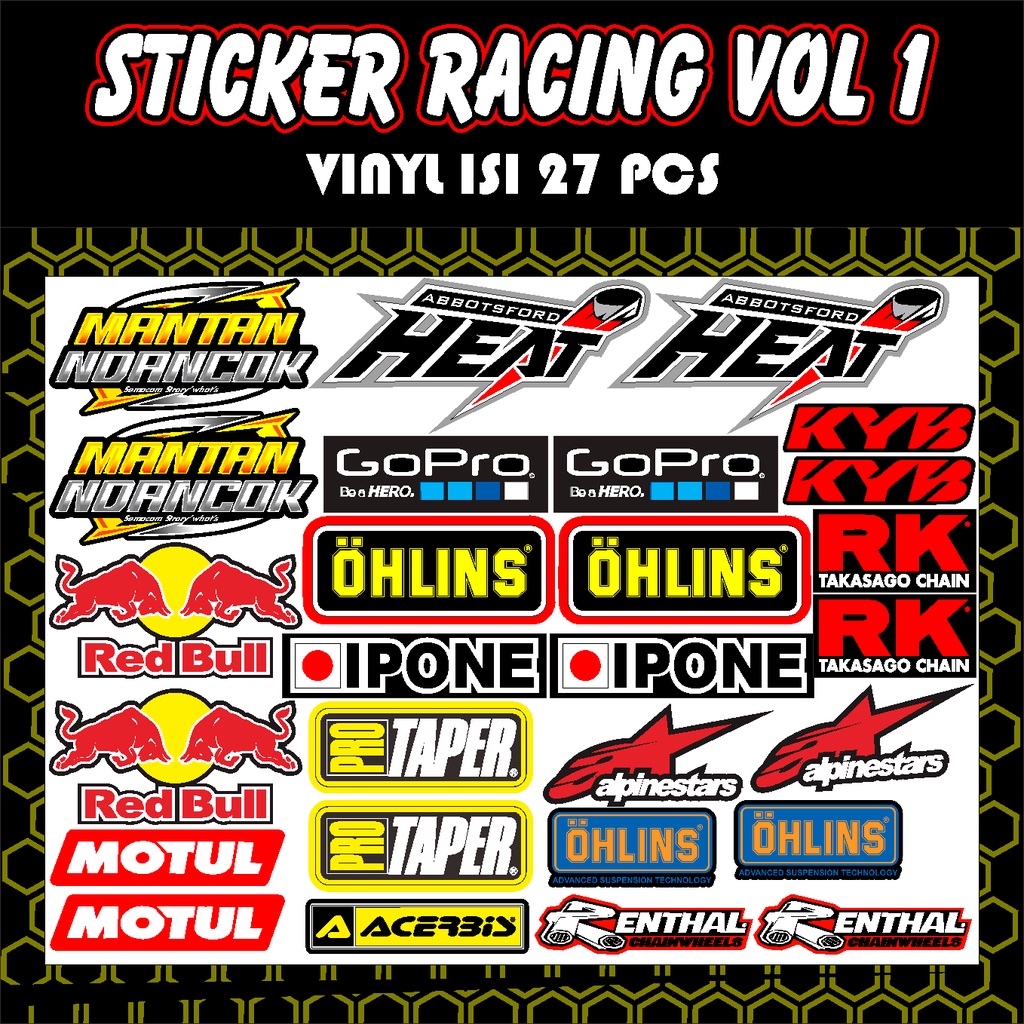 Jual Stiker Racing 1 pack isi 15 27 Stiker Sponsor Stiker Helm Stiker ...