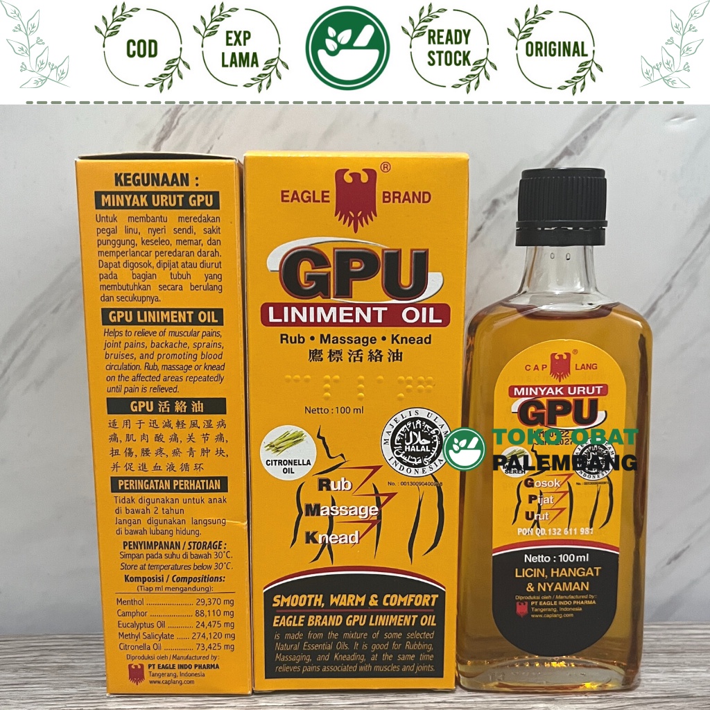 Jual GPU 100 ML LINIMENT OIL MINYAK URUT CAP LANG GOSOK PIJAT URUT ...