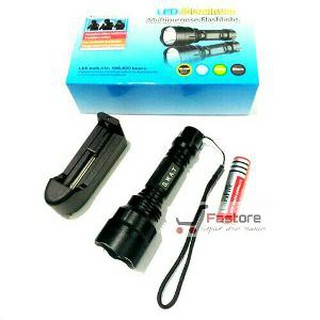 Senter Police Swat C8 Sinar Putih Terang Sepaket Baterai 18650 dan ...