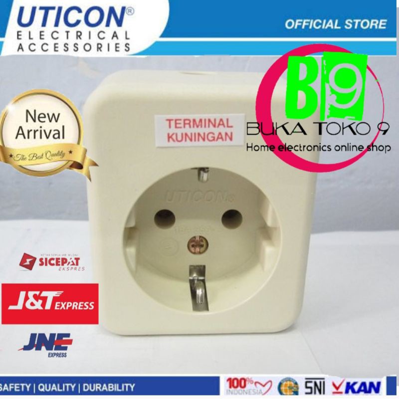 Jual Stop kontak uticon 1 lubang fiting Kuningan dan arde grounding ...
