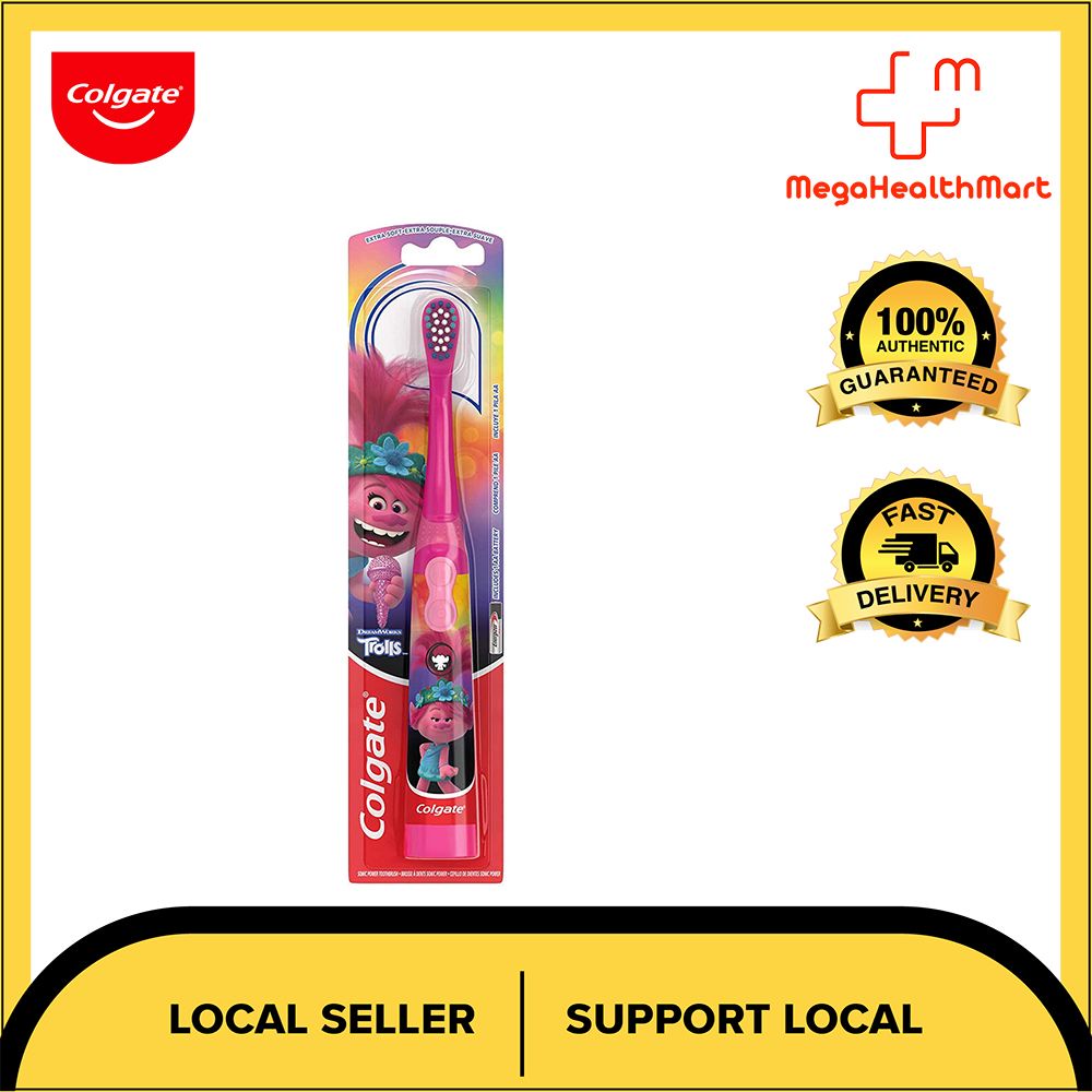 Jual Colgate Kids Trolls Extra Soft Battery Toothbrush 3+ Years Sikat ...
