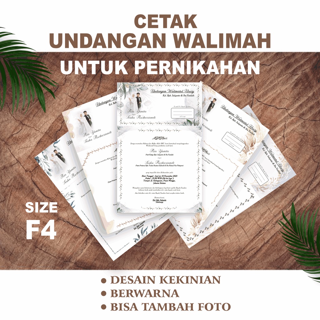 Jual Cetak Undangan Walimah untuk Pernikahan Kekinian Berwarna Tambah ...