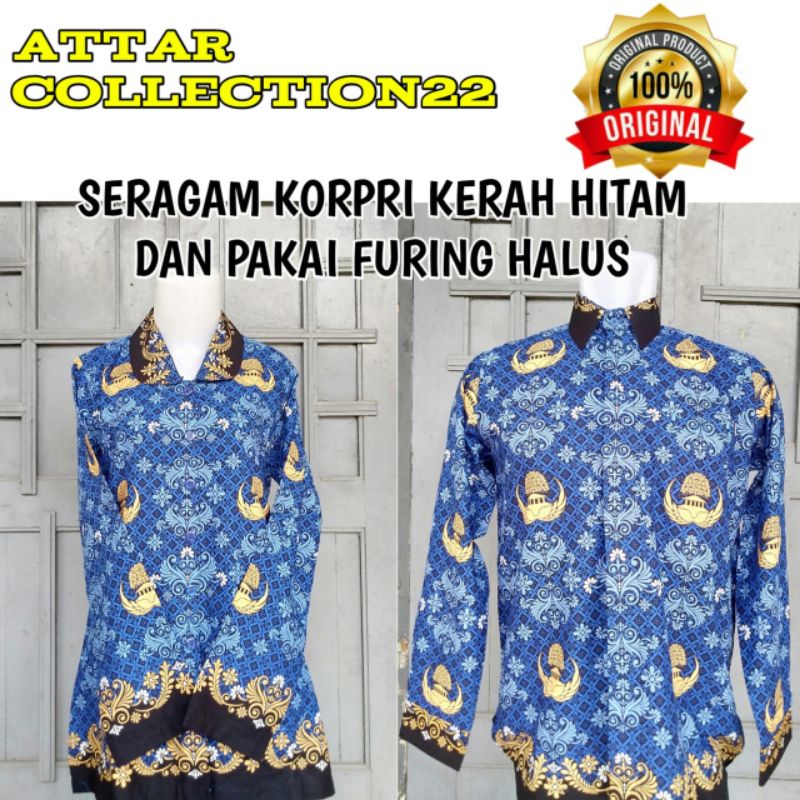 Jual Baju Korpri Model terbaru Tahun 2022 KERAH HITAM DAN DENGAN FURING halus, Seragam PNS Pria ...