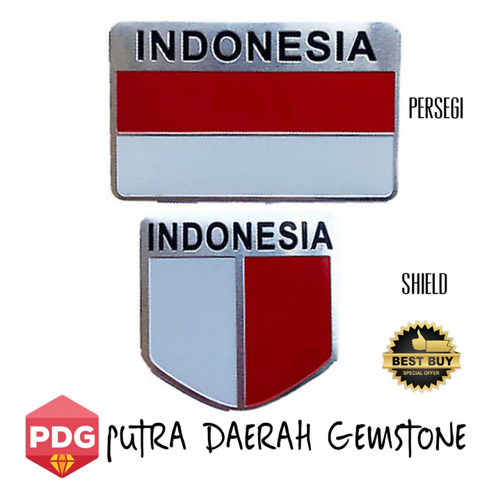 Stiker Mobil Motor Logo Bendera Indonesia Merdeka Emblem Metal 3D ...
