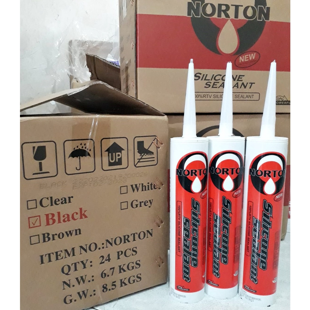 Jual Lem kaca NORTON 300ml ORIGINAL / lem silikon / silicone sealent ...