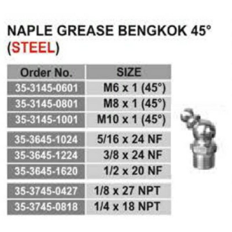Jual Naple nipple grease m6 x 1 bengkok 45 steel | Shopee Indonesia