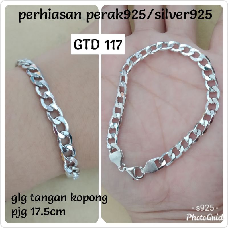 Jual GELANG TANGAN POLOS PERAK ASLI 925 LAPIS MAS PUTIH GTD 117 ...