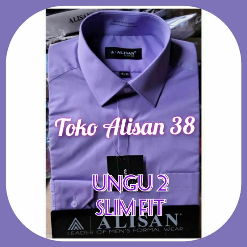 Jual Kemeja Alisan Slim Fit Lengan Panjang Warna Ungu 2 | Shopee Indonesia