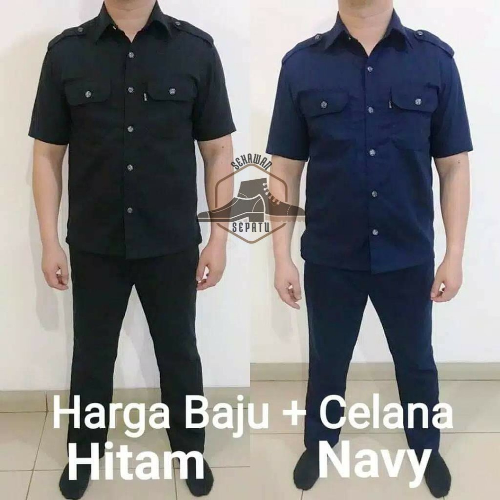 Jual Seragam Safari Pendek Security Seragam Kerja Paspampres Satpam ...