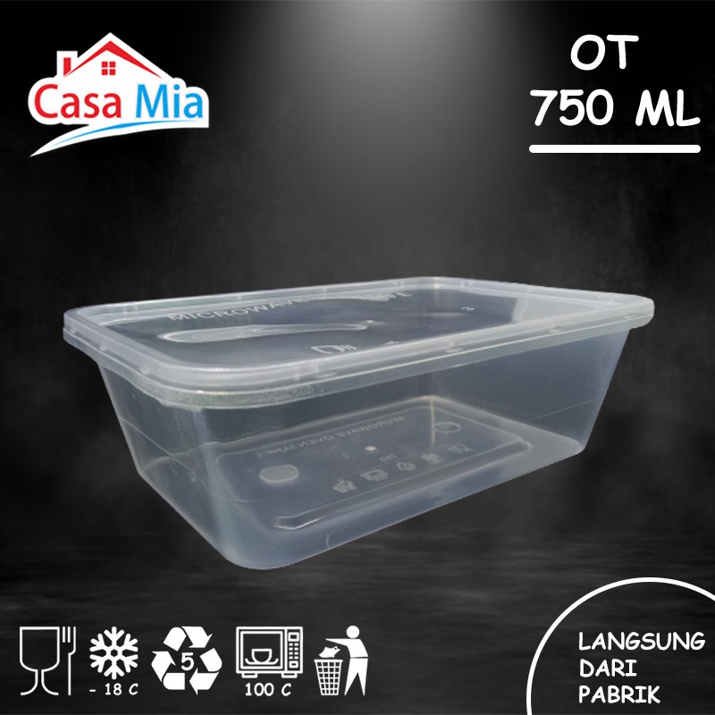 Tempat Makan Kotak Makan Food Container Pp Thinwall Persegi 750ml
