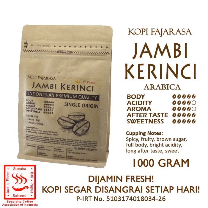 Jual Kopi Fajarasa Jambi Kerinci Biji Kopi Arabica 1 kg | Shopee Indonesia