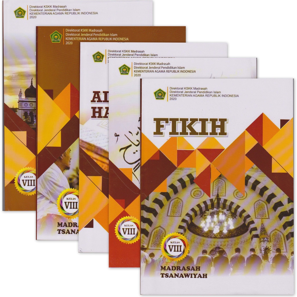 Jual Paket Buku Siswa Kelas 8 MTS 2020 ( 5 Buku ) Akidah , Al-Quran Hadis, Bahasa Arab, Fikih ...