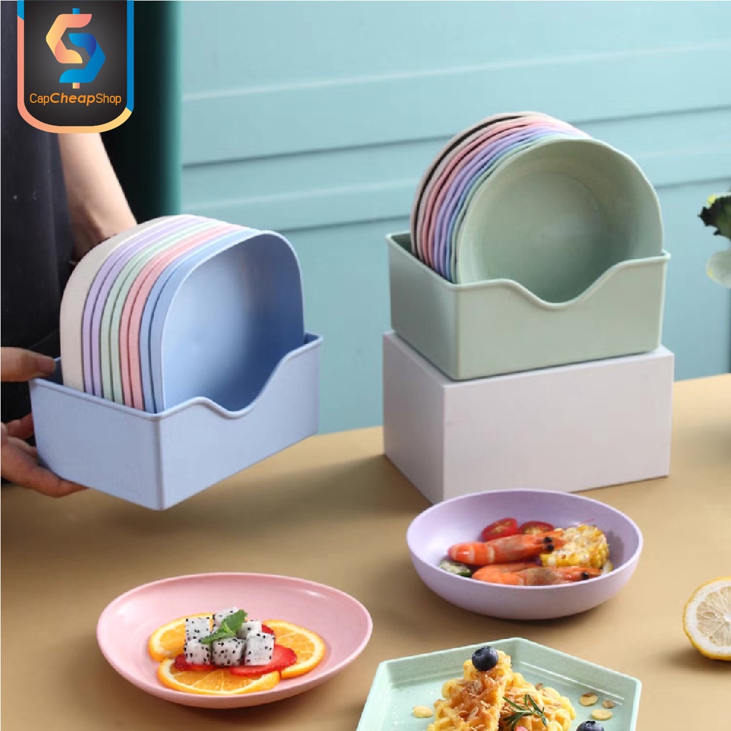 Jual Piring Saji Makan Snack Kue Plastik Set 5 Pcs KOTAK / Jerami ...