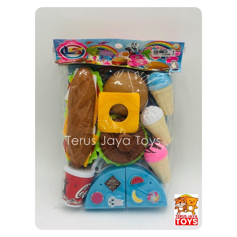 Jual MAINAN KUE POTONG BURGER ICE CREAM HOT DOG MAINAN MASAK MASAKAN ...