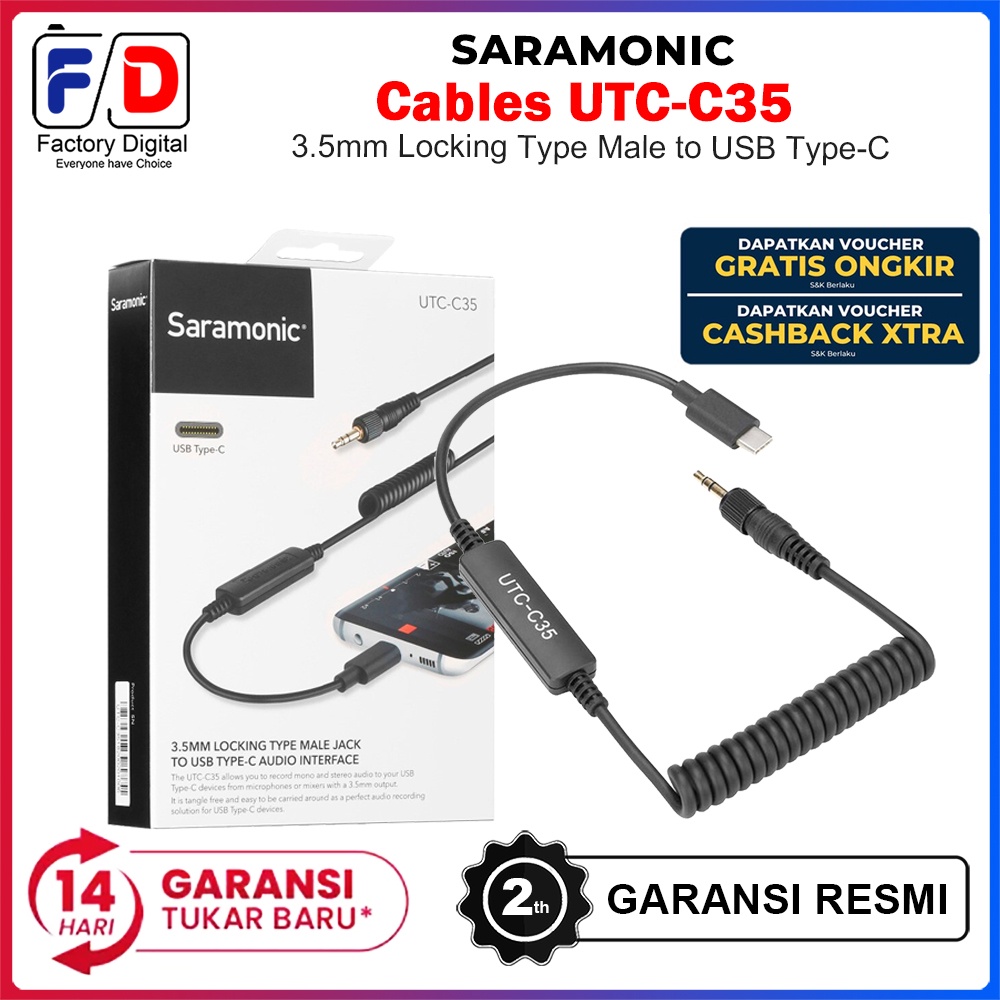 Jual Saramonic UTC-C35 Adapter Cables 3.5mm Type Male to USB Type C ...