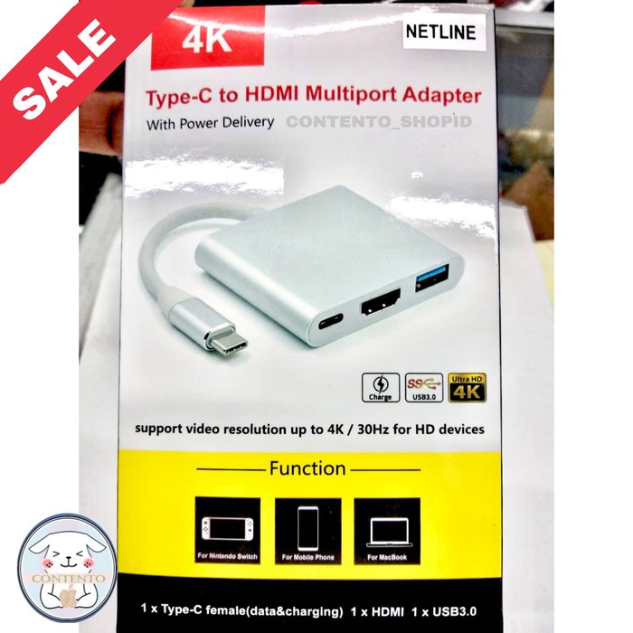 Jual Konektor USB Type C to HDMI Connector 3 in 1 Laptop | Shopee Indonesia