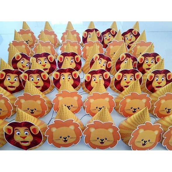 Jual topi ulang tahun jungle pop up / topi ultah kerucut custom jungle ...