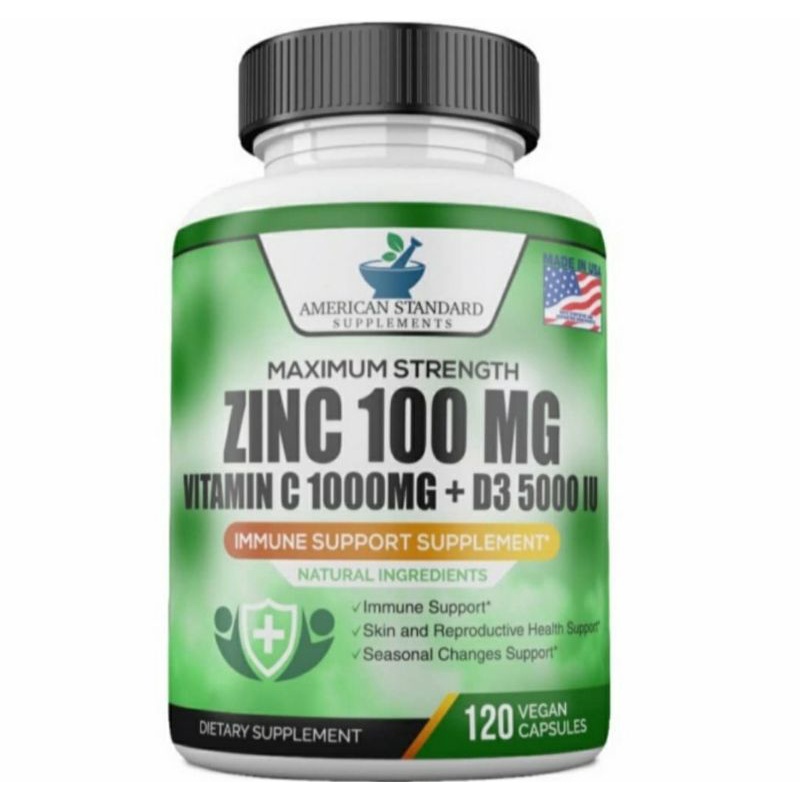 Jual Zinc 100mg, Vitamin C 1000mg, Vitamin D 5000 IU [3 in 1]-Made in USA-120 kaspul Indonesia ...