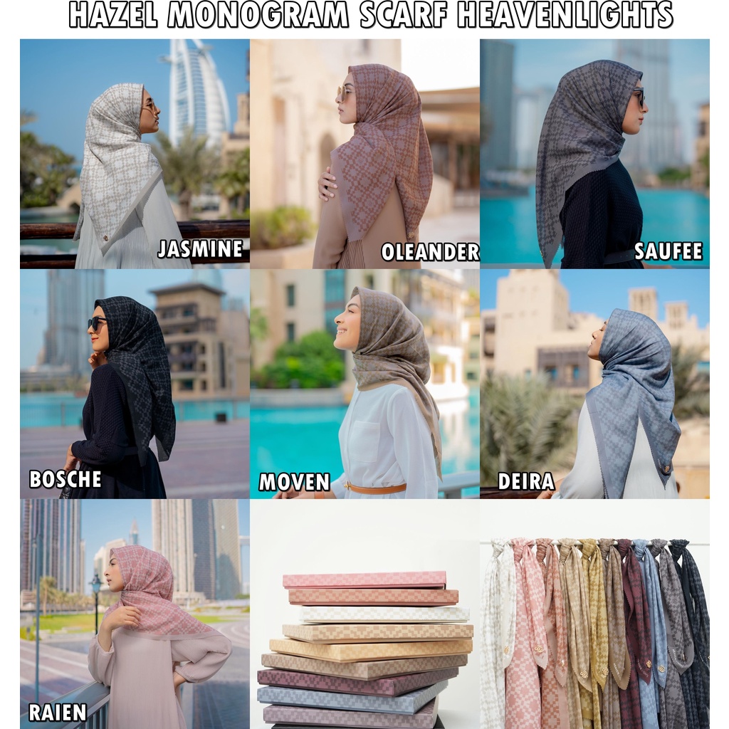Jual HAZEL MONOGRAM SCARF HEAVENLIGHTS Bosche, Oleander, Jasmine, Raien ...
