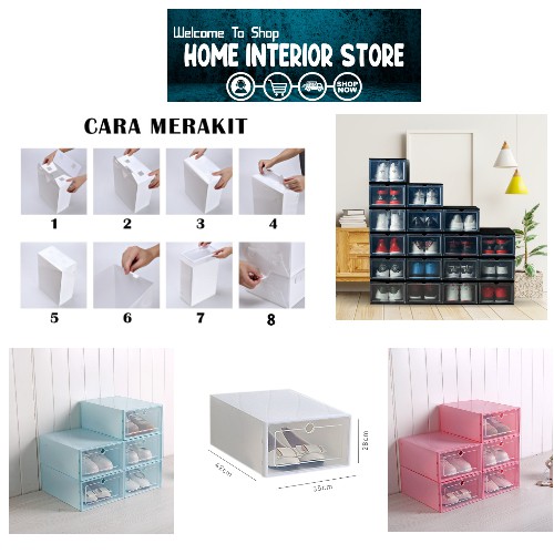 Box Sepatu Susun Kotak Sepatu Lipat Serbaguna Box Sepatu Plastik Tempat ...