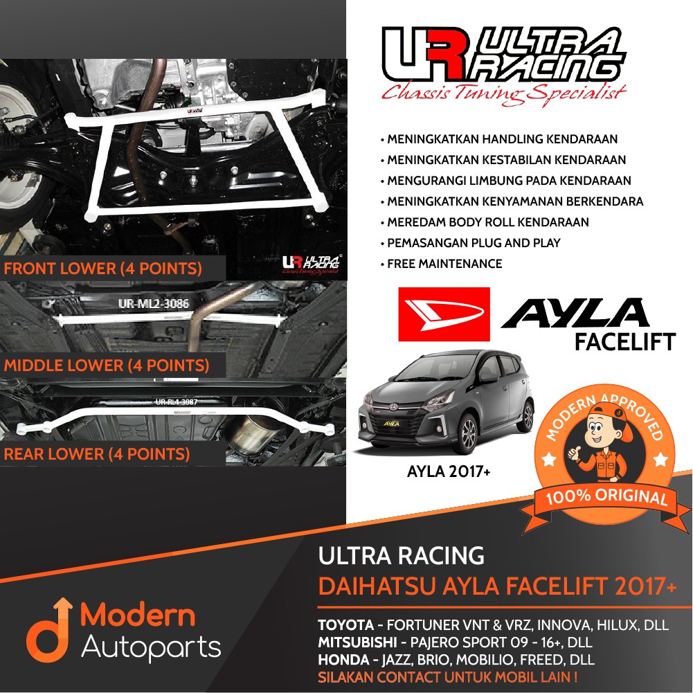 Jual PAKET Stabilizer Ultra Racing Ayla 17+ Front, Middle, Rear Lower Set | Shopee Indonesia