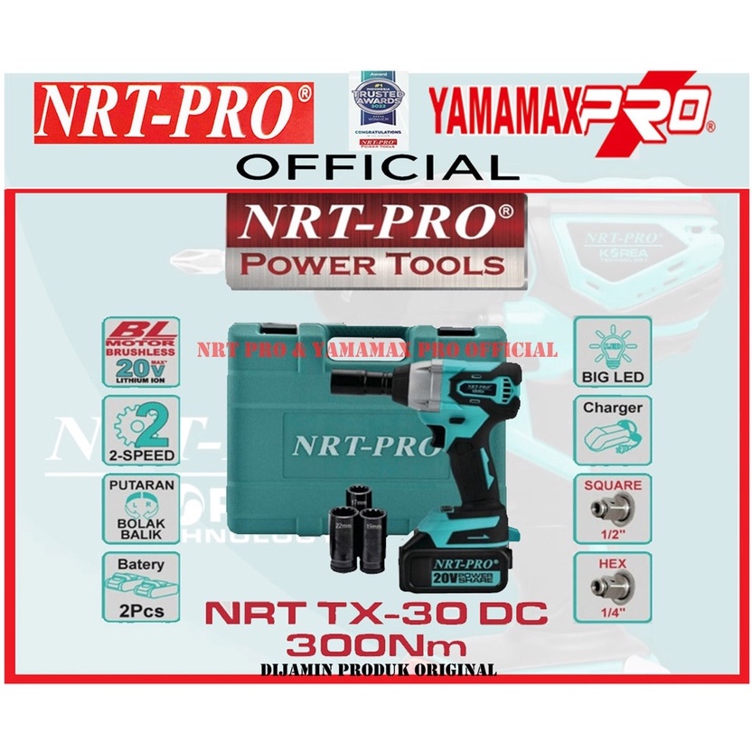 Jual NRT PRO TX 30 DC Mesin Bor Impact Wrench Cordless 20V Pembuka Baut Baterai Batre TX 30 DC ...