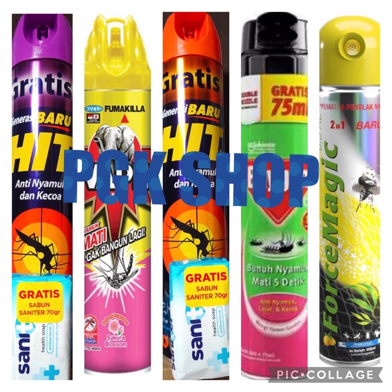 Jual BAYGON AEROSOL SEMPROT 600ml + 75ml & HIT 600+75ml force magic ...