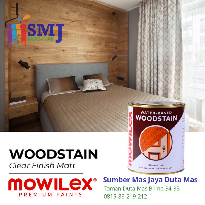 Jual kayucat- cat woodstain kayu mowilex water based warna clear matt ...