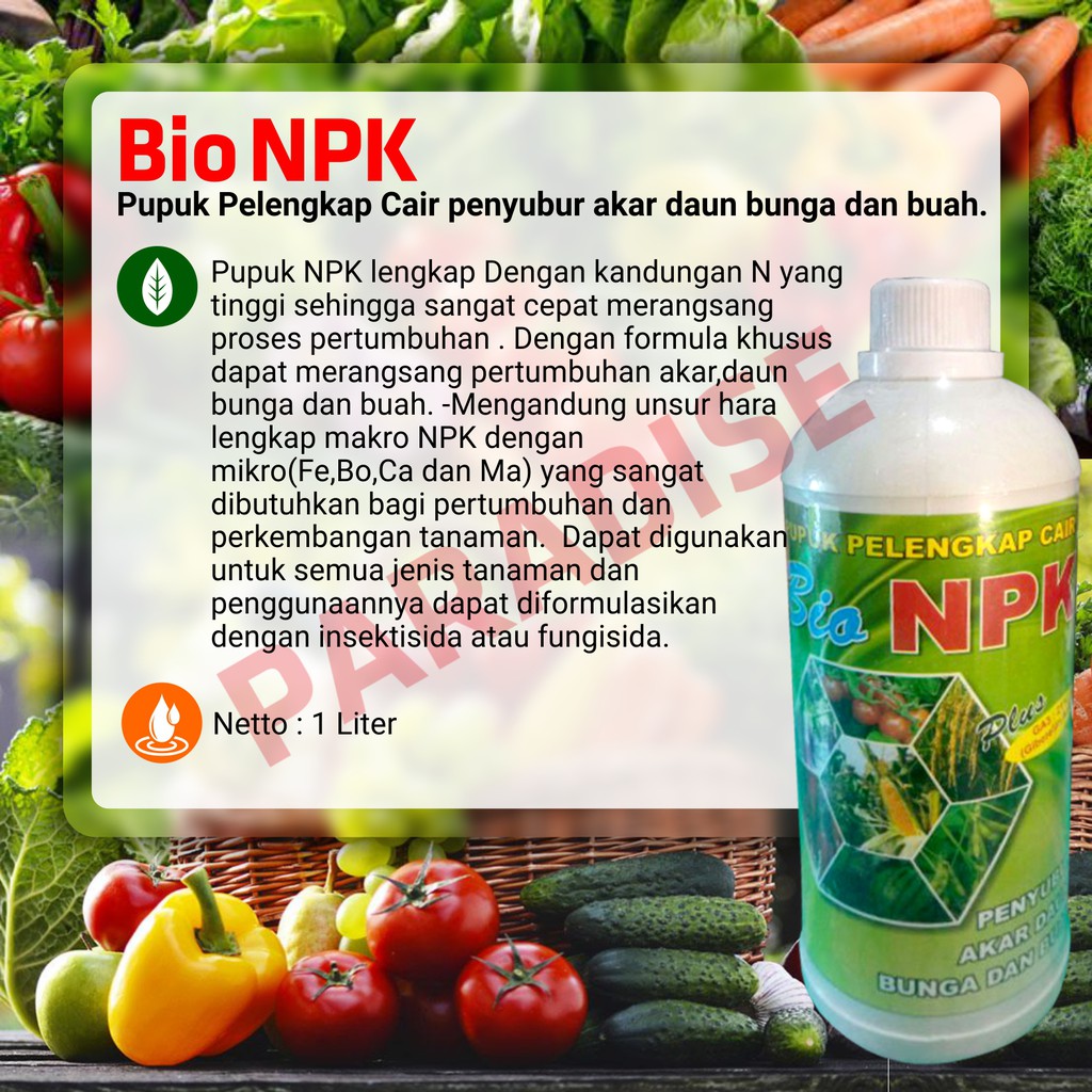 Jual Pupuk Pelengkap Cair Bio NPK Plus Giberelin Acid 1 Liter | Shopee Indonesia