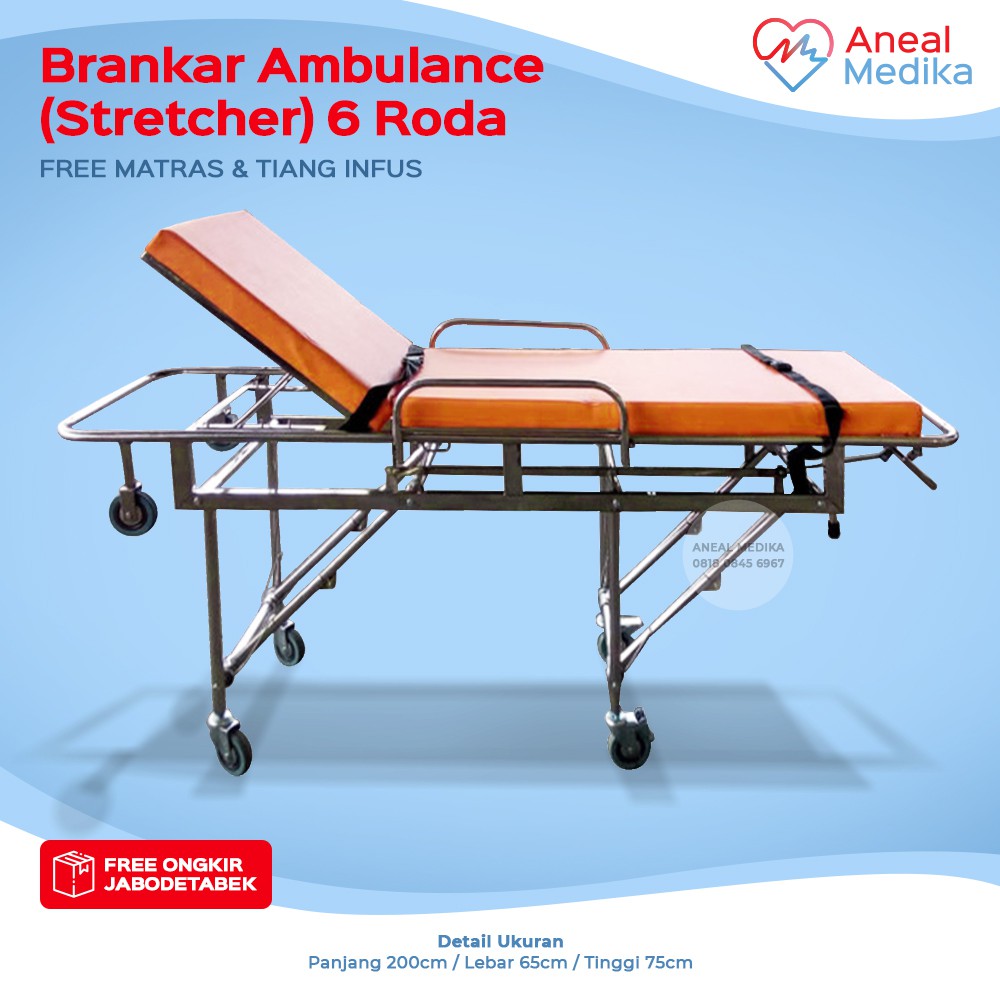 Jual Brankar Ambulance - Stretcher Ambulance Stainless Steel 6 Roda ...