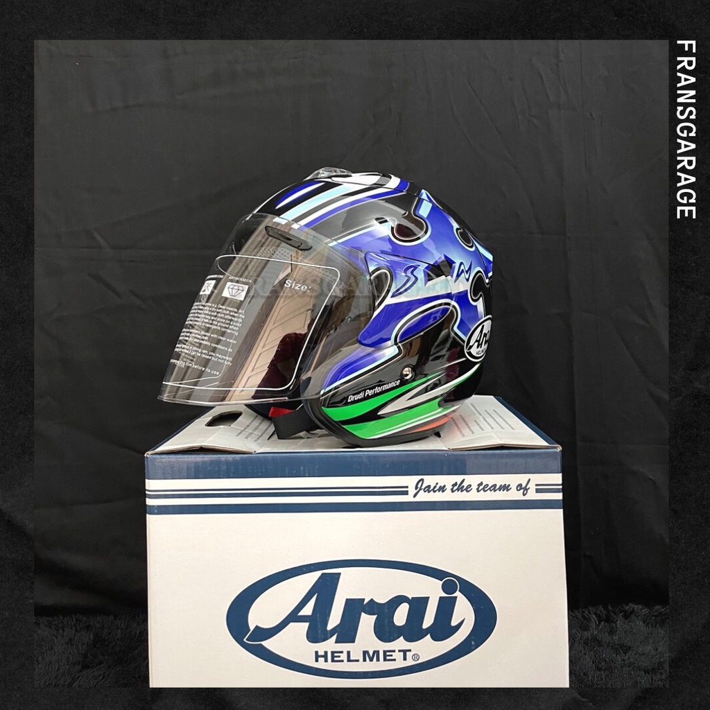 Jual HELM ARAI HALF FACE RAM 4 NAKANO GREEN RED MIRROR 1:1 KUALITAS ...