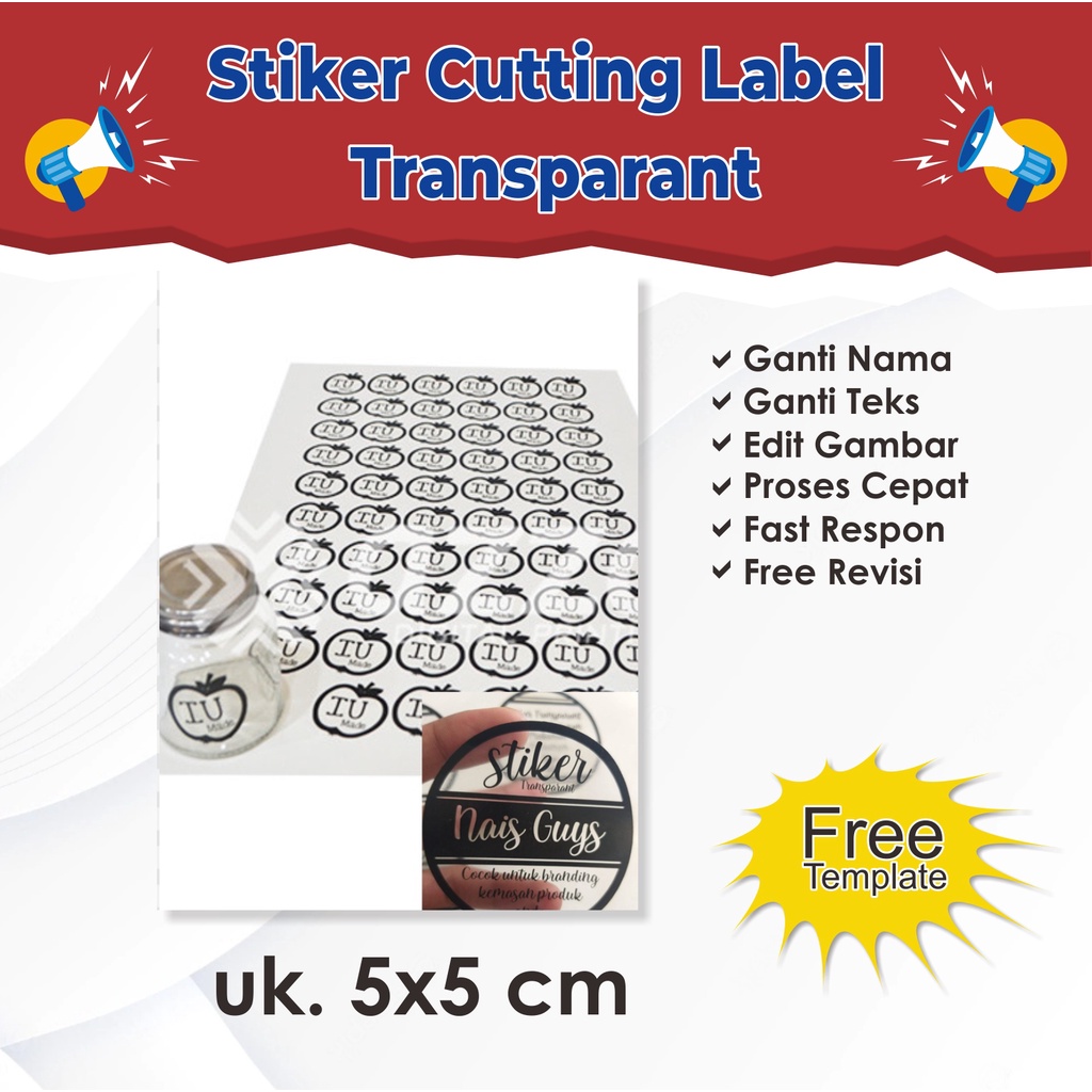 Jual CETAK STICKER TRANSPARAN LOGO/LABEL MAKANAN ISI 40 STICKER UK 5 x ...
