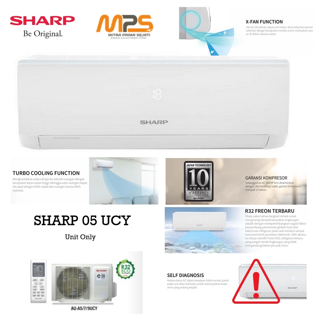 Jual AC Sharp 05 UCY (1/2 PK - Standard) - UNIT ONLY | Shopee Indonesia