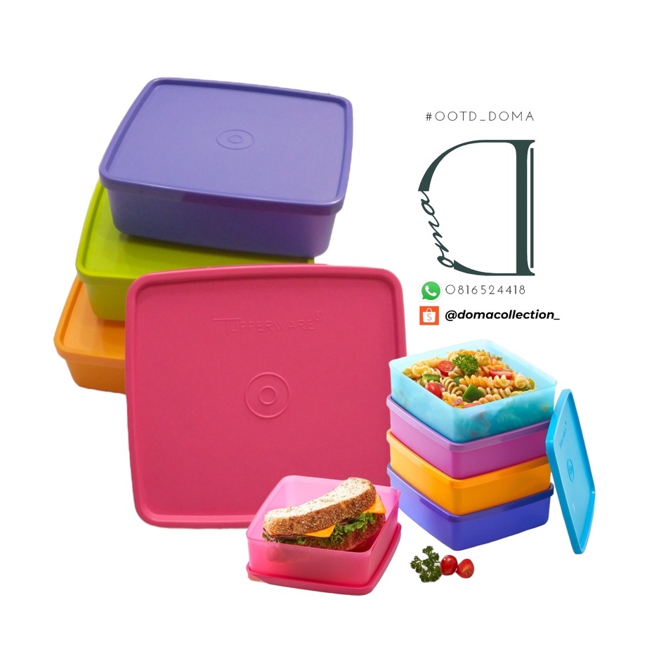 Jual Tupperware LARGE SQUARE AWAY 660ml/ Tempat Bekal Makan Kotak ...