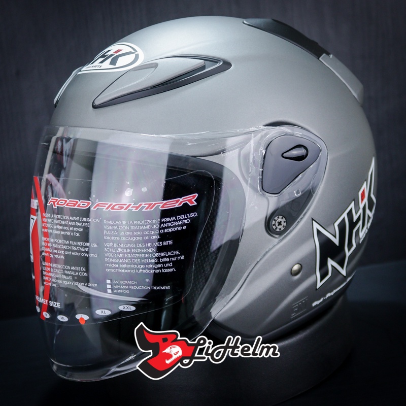 Jual HELM NHK R6 SOLID GREY DOFF | HALF FACE SNI | SINGLE VISOR CLEAR ...