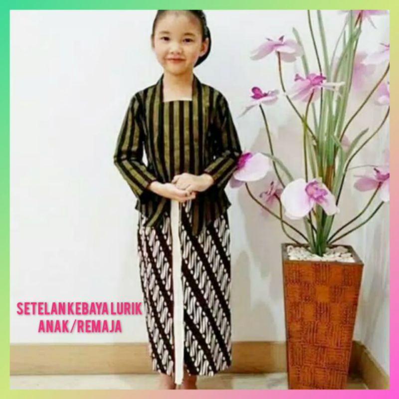 Jual setelan kebaya lurik rok wiru/kbaya Surjan pakaian adat Jawa kostum karnaval/kutubaru lurik ...