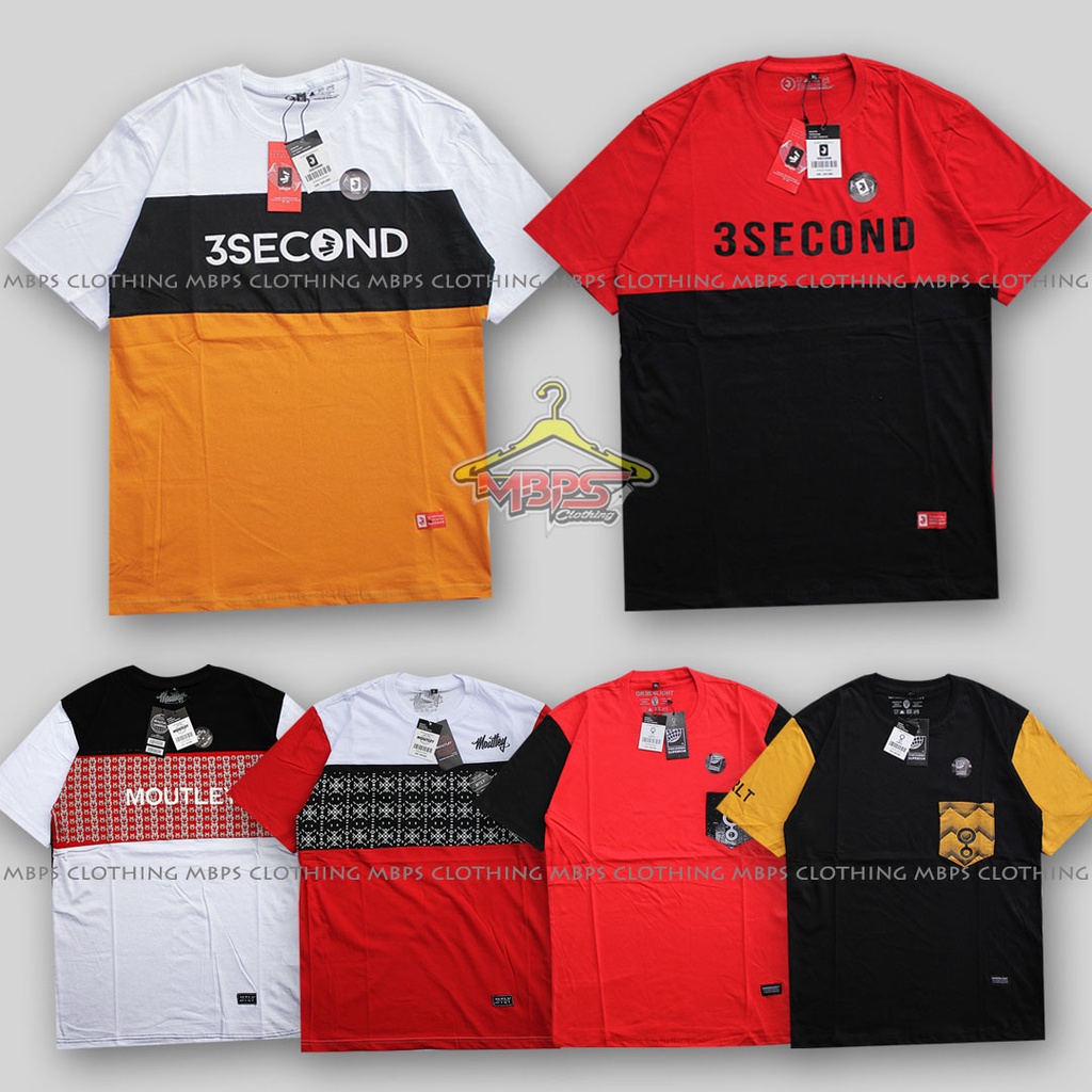 Jual KAOS THREE SECOND Mbps052 Indonesia|Shopee Indonesia