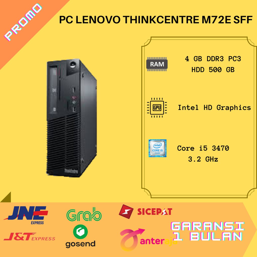 Jual PC LENOVO THINKCENTRE M72E SFF - GEN3 - CI5 - RAM 4GB - HDD 500G | Shopee Indonesia