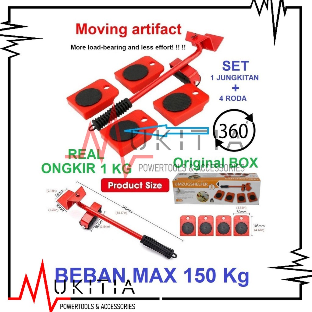 Jual Moving Roller Tool Set / Trolley Furniture Mover Tools / Alat Roda ...
