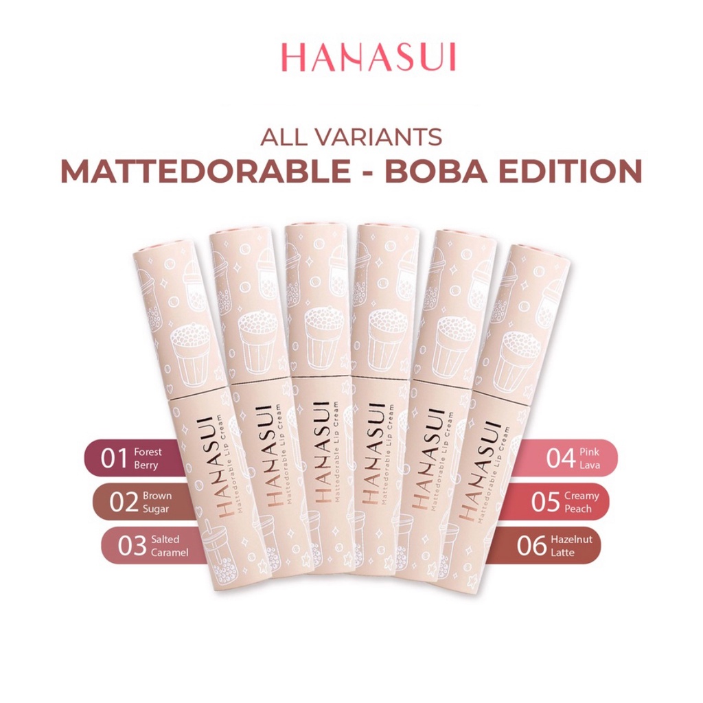 Jual Hanasui Mattedorable Lip Cream Boba Edition - MakeUp Lipstik ...