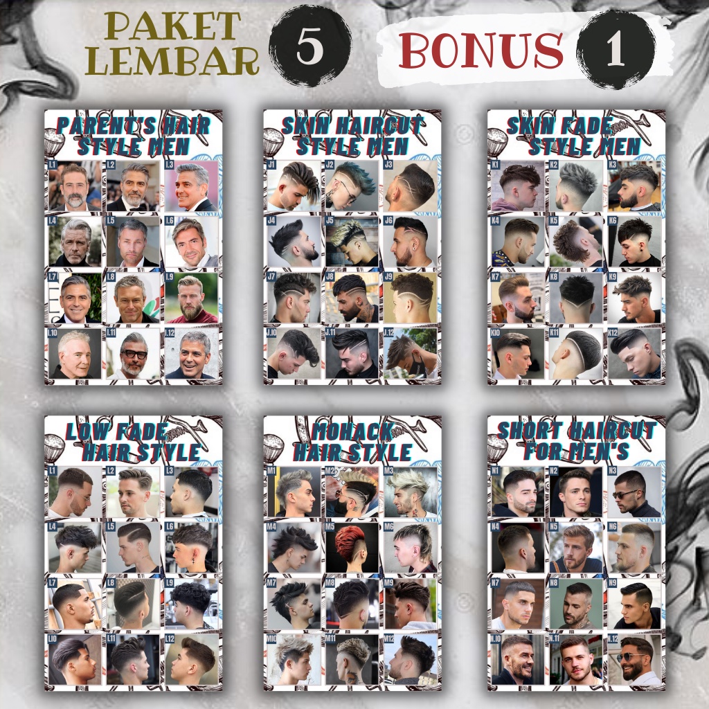 Jual POSTER IDAMAN - PAKET 5 LEMBAR BONUS 1 LEMBAR - poster pangkas rambut pria 2023 - poster ...