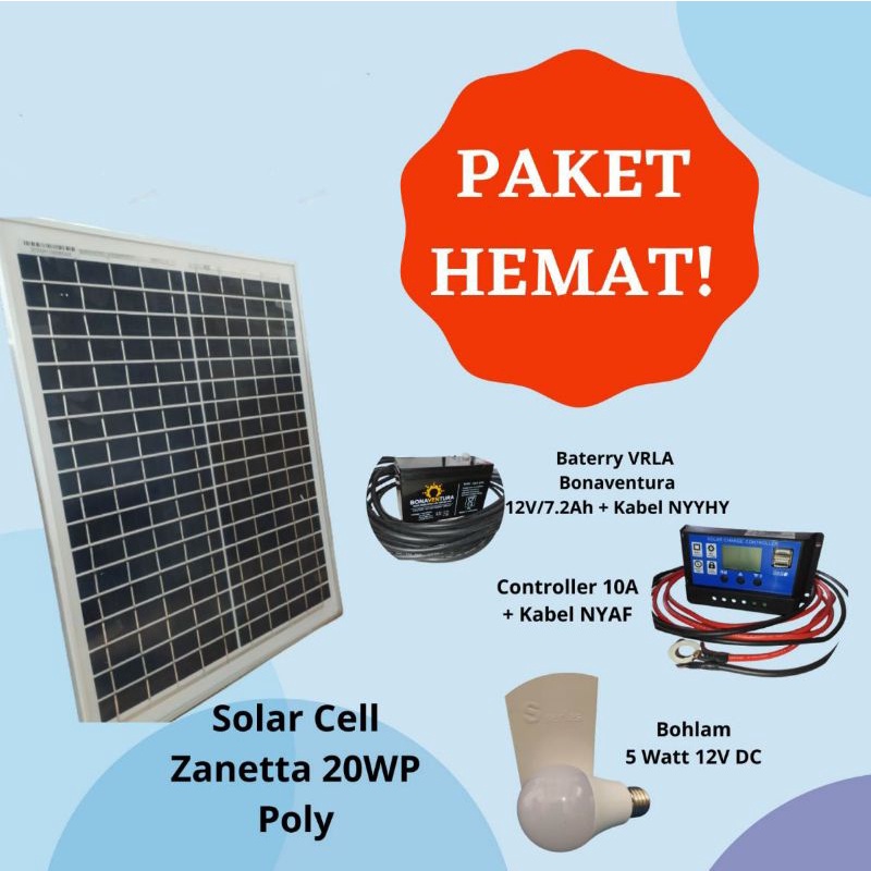 Jual Solusi Lampu Padam Paket hemat solar panel surya 20wp, solar ...