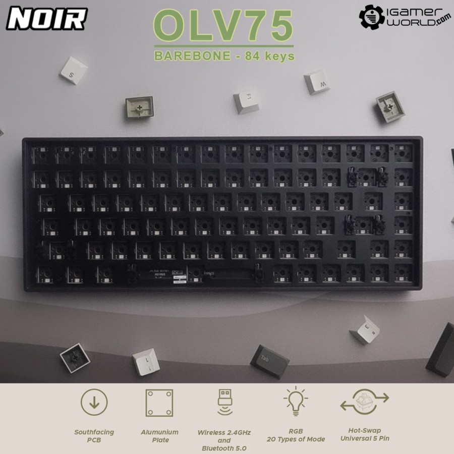 Jual Noir OLV75 Barebone - 75% Wireless Custom Mechanical Gaming ...