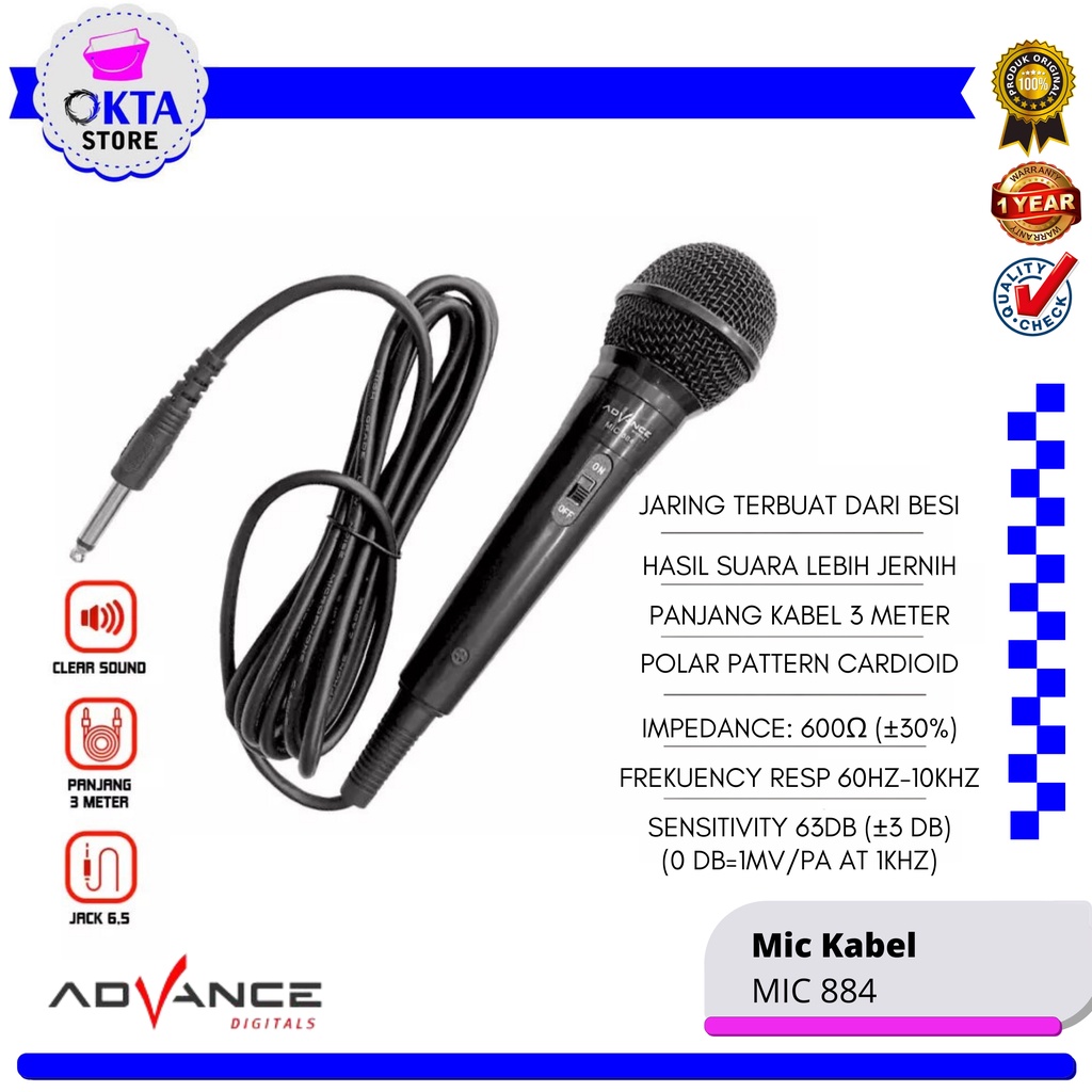 Jual Advance Microphone Cable MIc Kabel MIC 884 | Shopee Indonesia
