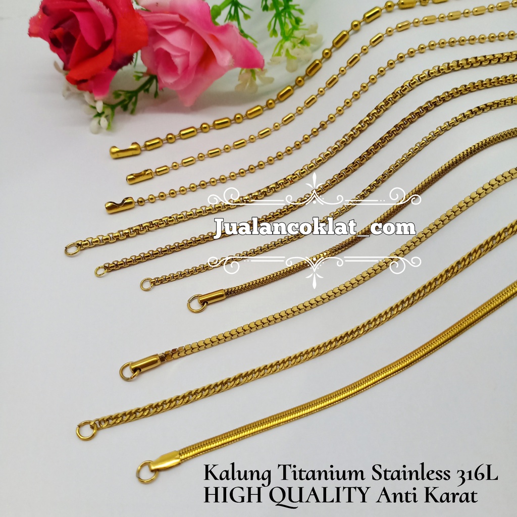 Jual GOLD / Emas Rantai Kalung Titanium Stainless 316L HIGH QUALITY ...