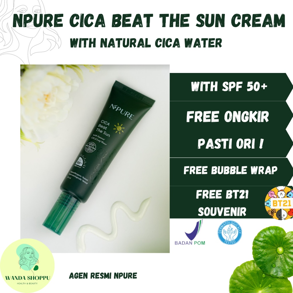 Jual NPURE Cica Beat The Sun Cream (SUNSCREEN SPF 50 PA ++) 35 mL | Shopee Indonesia