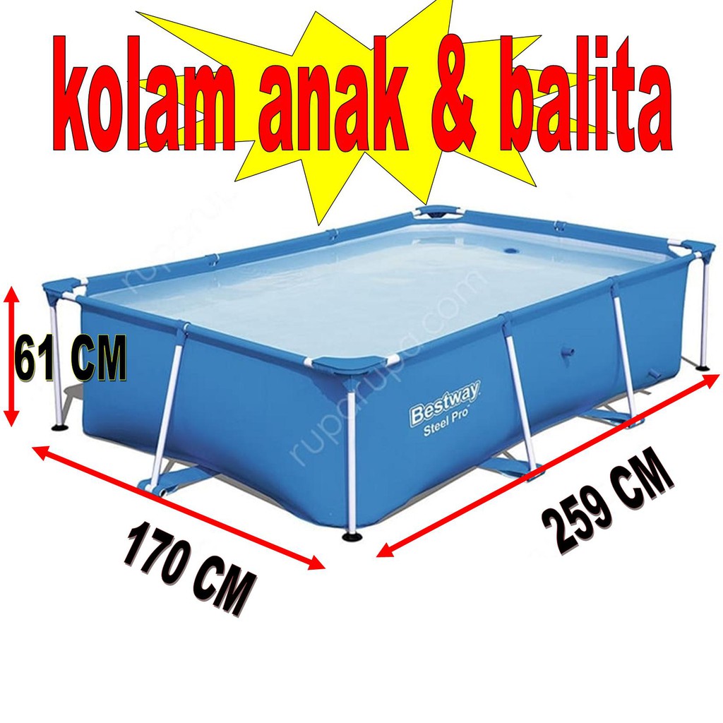 Jual kolam renang anak swimming pool plastik kotak petak portable ...