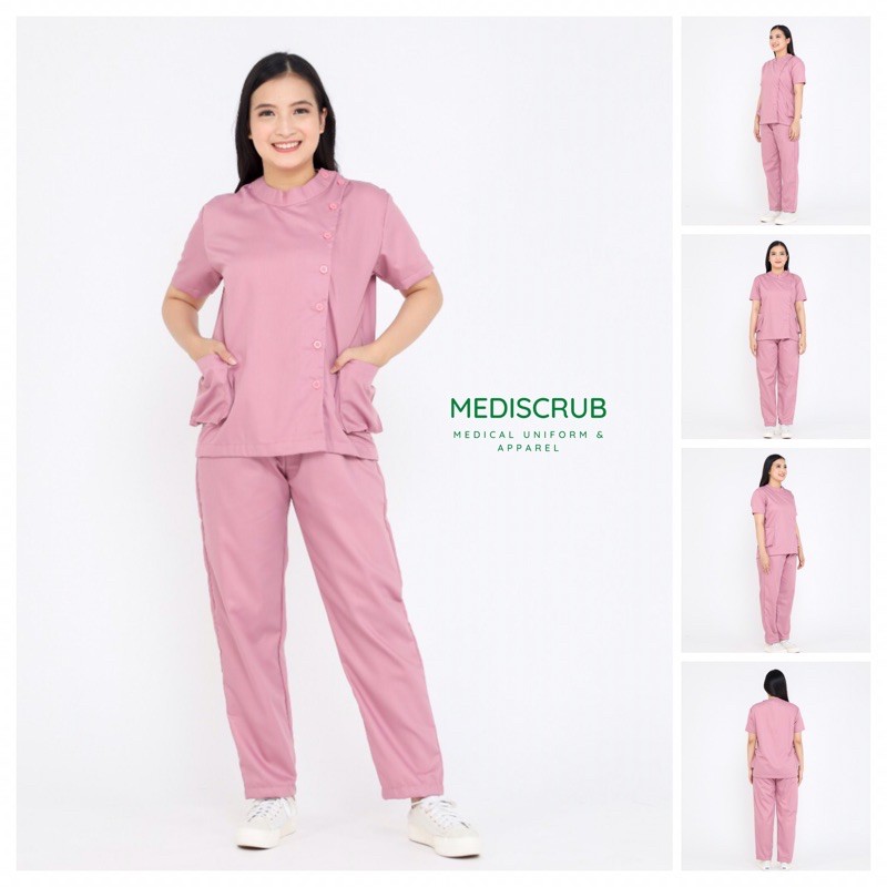 MEDISCRUB - KOREAN STYLE SCRUBS - BAJU JAGA OK DOKTER PERAWAT WANITA ...
