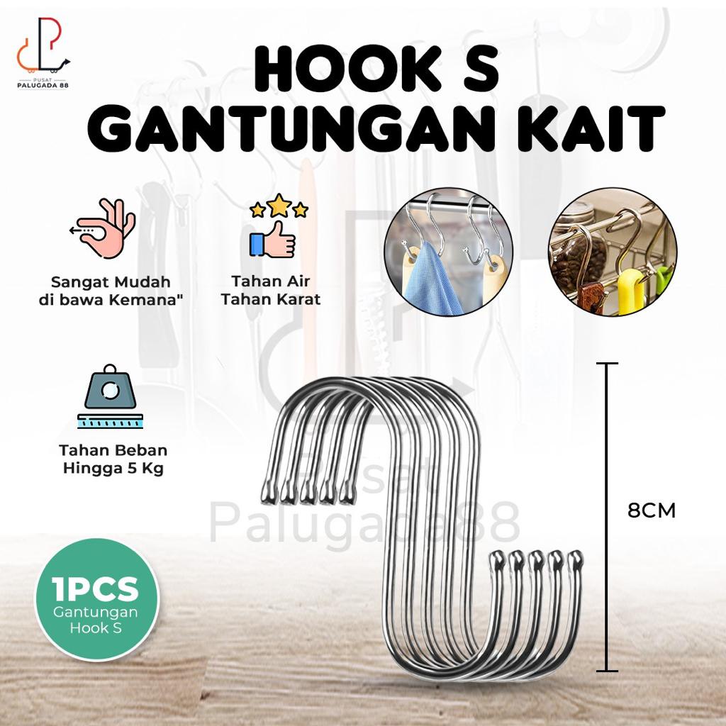 Jual Hook S Gantungan Kait Barang Pengait Gantung Stainless Cantolan ...